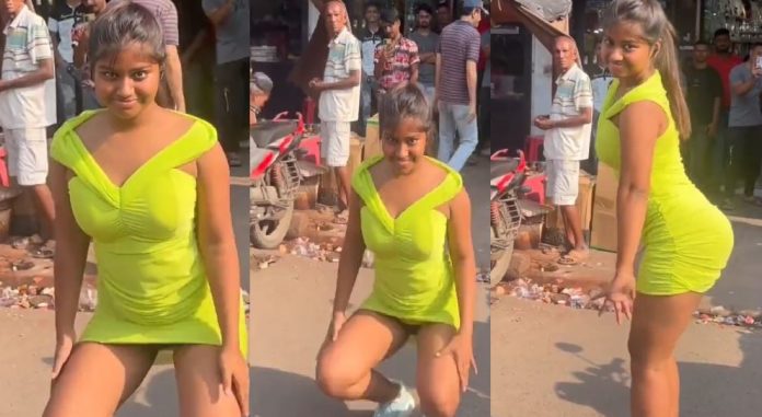 Girl Dance: Girl showed bold dance wearing mini dress on the roadside, people went crazy after ...