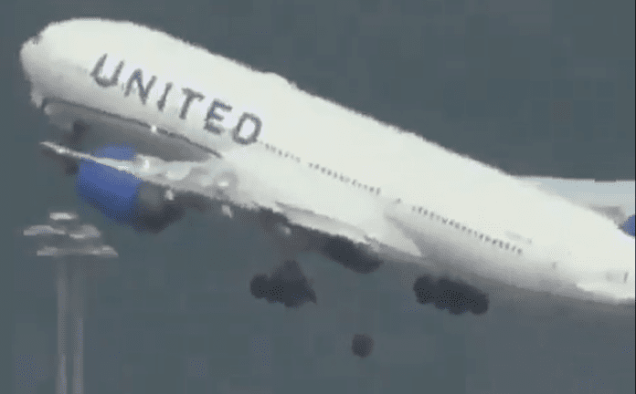 Video: Airlines plane’s wheel fell off immediately after takeoff, video ...